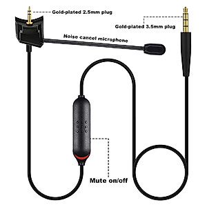 Gneinour QC45 Boom Mic Compatible with Bose QuietComfort 45 Noise Cancelling Headphone, Boom Microphone Cable with Mute Switch for PS4, PS5, PC, Xbox One Controller, 4ft