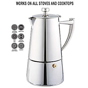 Cuisinox Roma 6-cup Stainless Steel Stovetop Moka Espresso Maker
