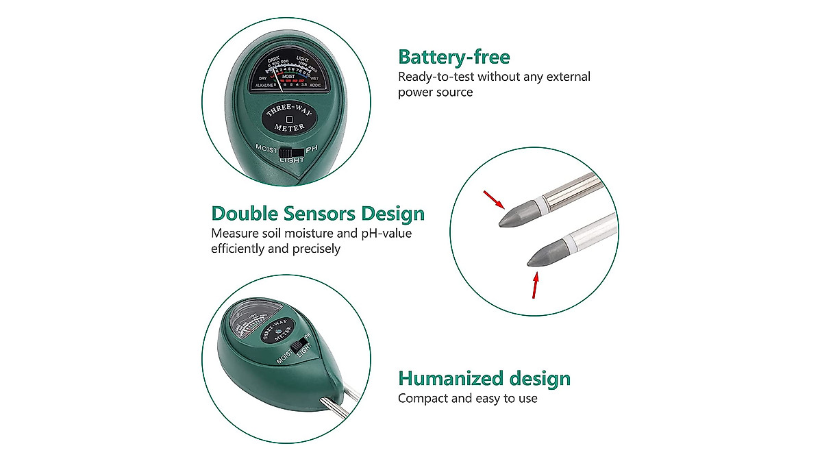 EPOL 3-in-1 Soil Moisture, pH & Light Meter