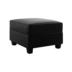 Naomi Home Square Ottoman Module for Modular Sectional Sofa, Storage Ottoman Footrest and Square Seat Cube, Air Leather Foot Stool - Black