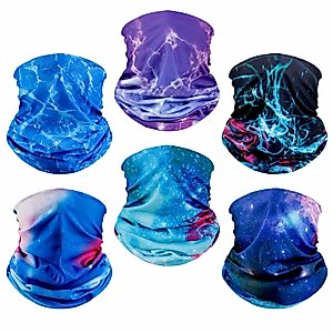 6 Pack Neck Gaiter Elastic Balaclavas Face Mask Versatile Bandana for Men Women