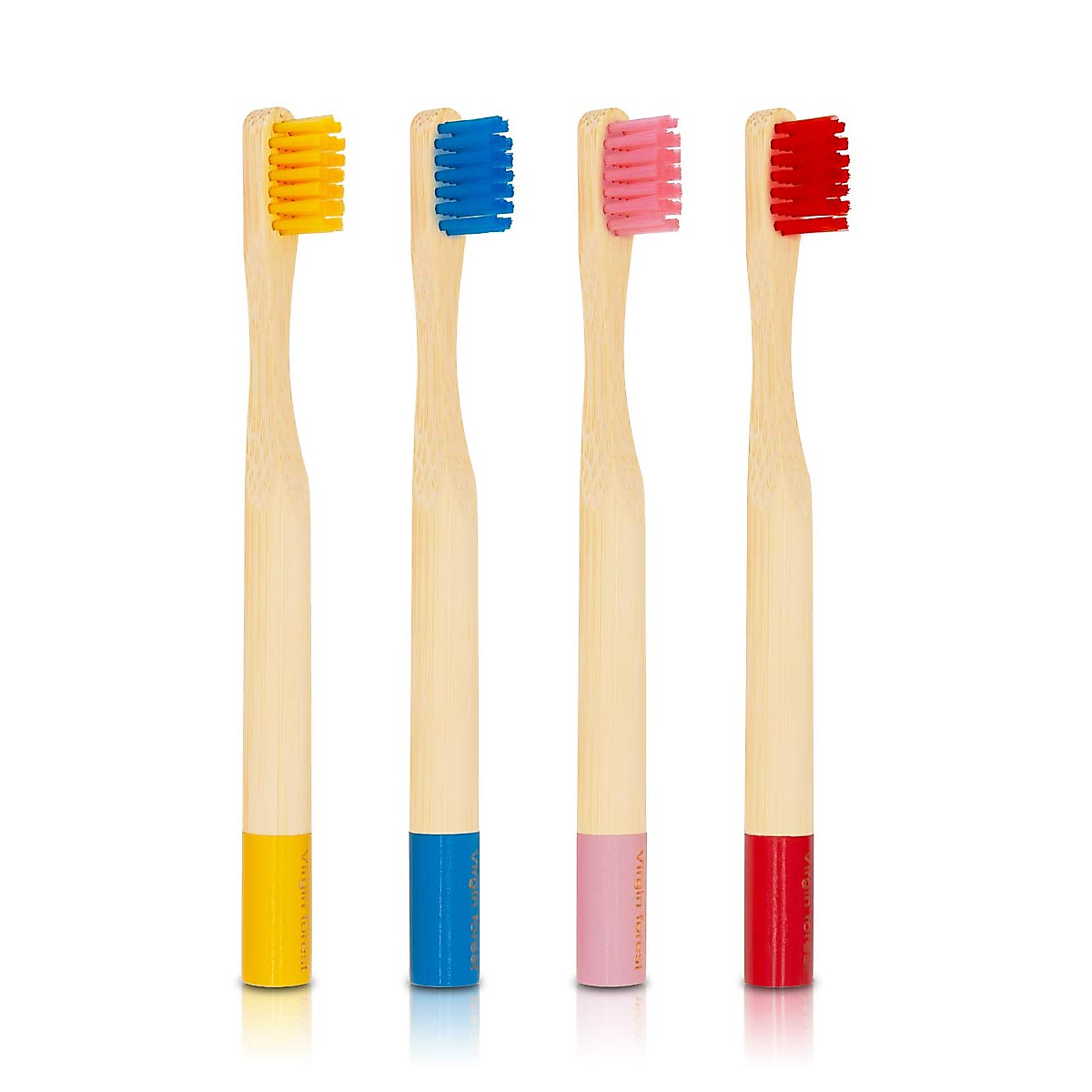 Virgin Forest Kids Bamboo Toothbrushes, Child Size Soft BPA Free Colored Safe Bristles (4 Pack)