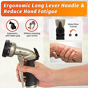 AUTOMAN Garden Hose Nozzle - 7 Patterns Sprayer, 100% Metal High Pressure Spray Nozzle, Labor-Saving Design, Heavy Duty Water Hose Nozzle for Garden Watering, Car Washing, Window Cleaning,Pets Bathing
