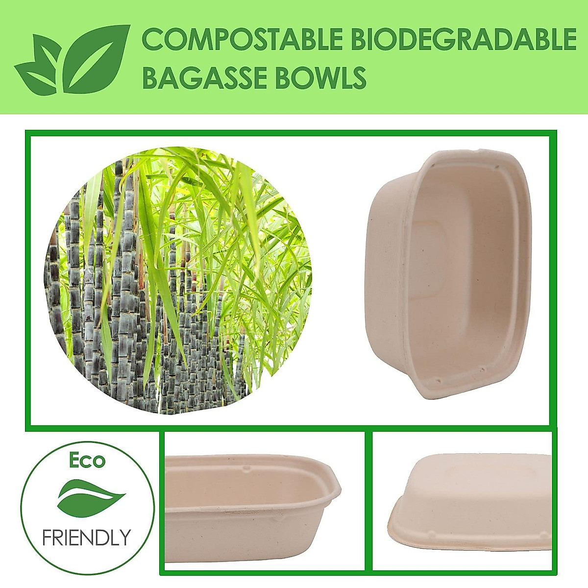 Kaderron 35 oz 50 Pack Large Paper Bowls with Lids, Disposable Bowls Bulk Leakproof and Microwave Safe for Hot/Cold Use