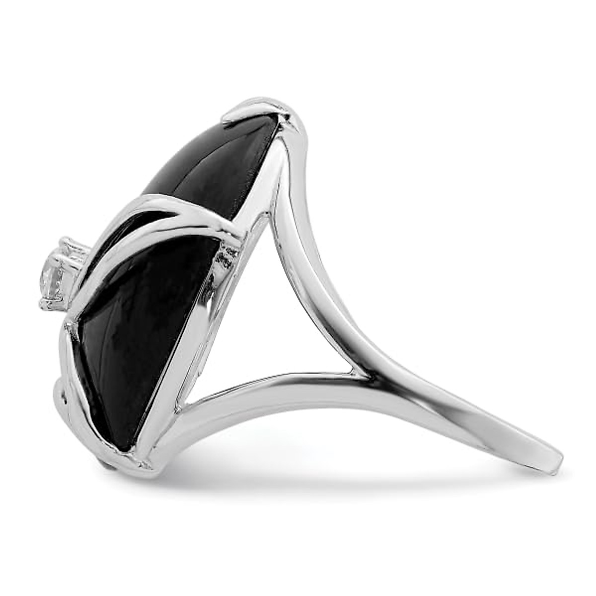 925 Sterling Silver Black Onyx Cubic Zirconia CZ Ring Size 8