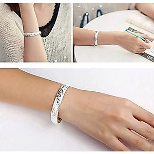 TOPOB Classic 925 Sterling Silver Bracelet, Ladies Fashion Pattern Open Alloy Jewelry Cuff Bangle Chain Bracelets (Silver)