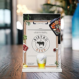 3 Pack Acrylic Sign Holder, 5 x 7 inches Clear Table Menu Display Stand Desktop Display Stand Paper Holder Table Top Sign Holder Suitable for Restaurants, Office, Home, Store