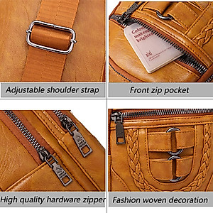 Leather Sling Backpack Chest Crossbody Shoulder Bag Travel Daypack for Men and Women Black Large