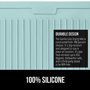 Gorilla Grip Dish Drying Mat and Silicone Baking Mats Set of 2, Dish Drying Mat 16x12 Inch, Quarter Sheet Silicone Baking Mats, Both in Mint Color, 2 Item Bundle