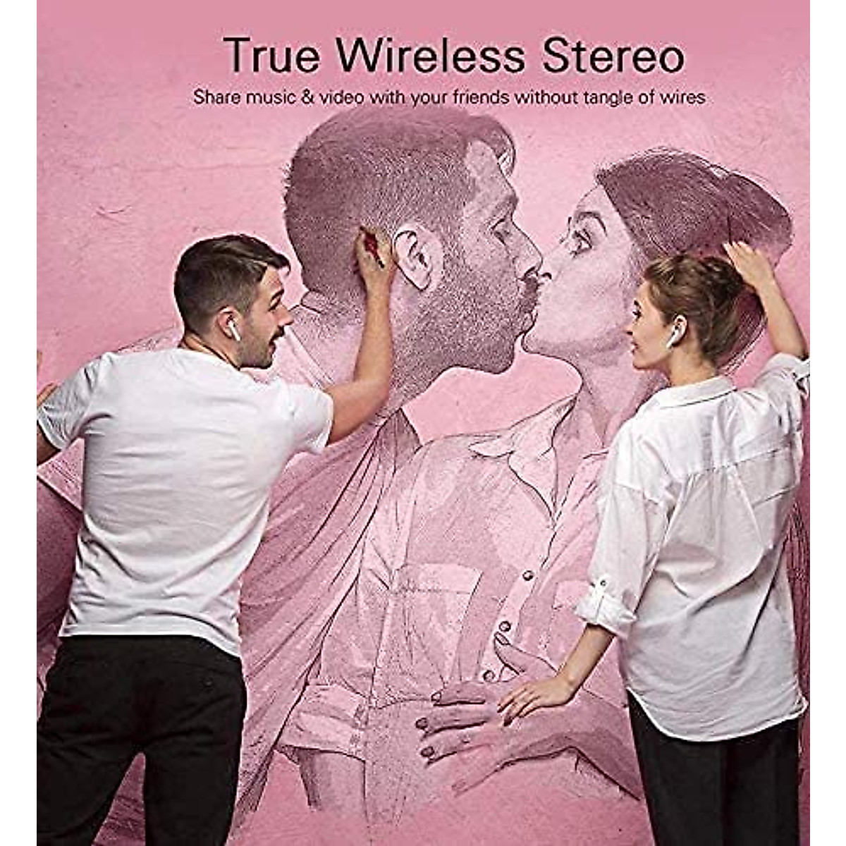SHO-U Wireless Earbuds Pro, Bluetooth Headphones Stereo Earphone Cordless Sport Headsets, Bluetooth in-Ear Earphones with Built-in Mic for Smart Phones