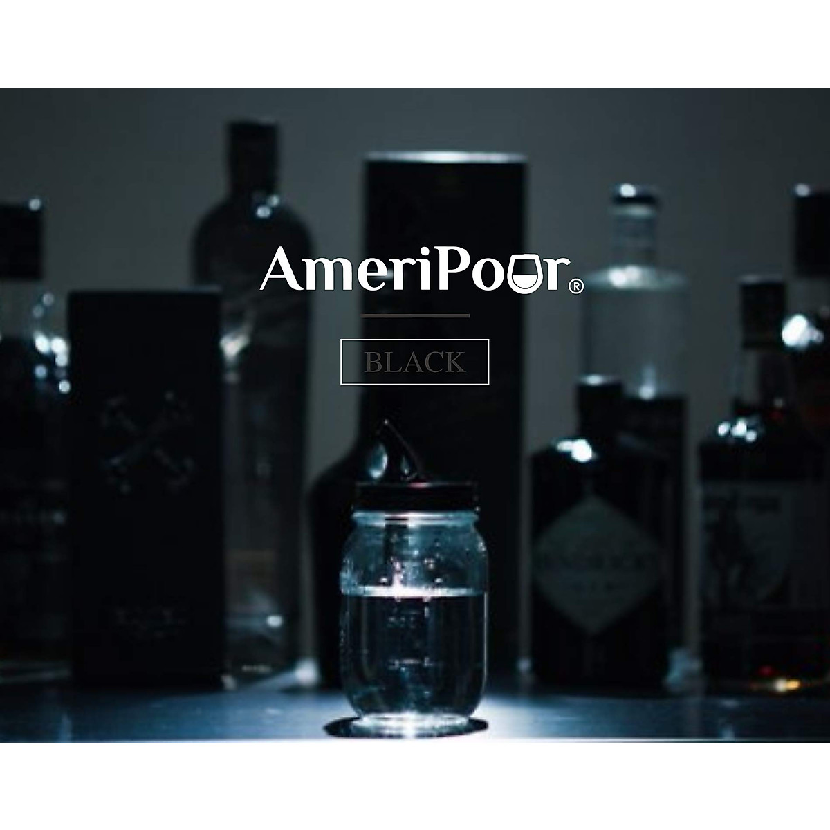 AmeriPour Black - Mason Jar Pour Spout - Regular Mouth - For Moonshine And Whiskey - Made 100% In The USA. Free Flow Mason Jar Spouts That Don't Leak. No Cracks, Just A Perfect Pour Everytime. 2 Pack