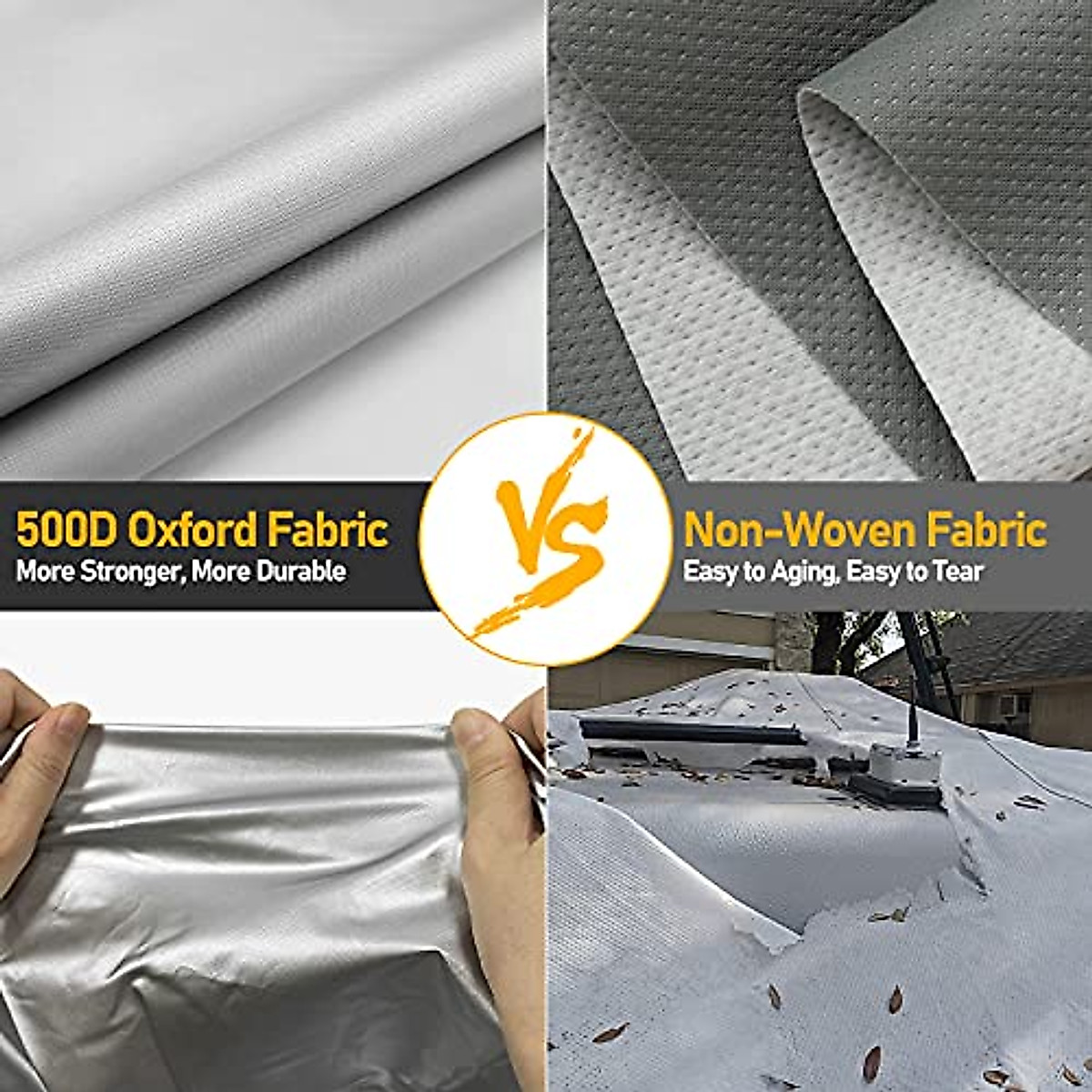 Antook 500D Pop up Camper Cover for 14 15 16ft Trailers, Waterpoof Folding RV Covers, Ripstop Pop-up Motorhome Cover