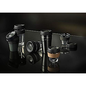 KeepCup 12oz Reusable Coffee Cup. Toughened Glass Cup & Non-Slip Silicone Band. 12-Ounce/Medium, Black