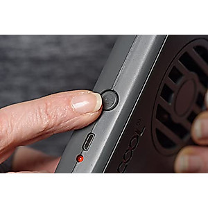 O2COOL Rechargeable Necklace Fan - Portable Hanging Neck Fan with Adjustable Lanyard - 3 Speed Vertical Air Flow – Micro USB Charging Cable Included (Black)