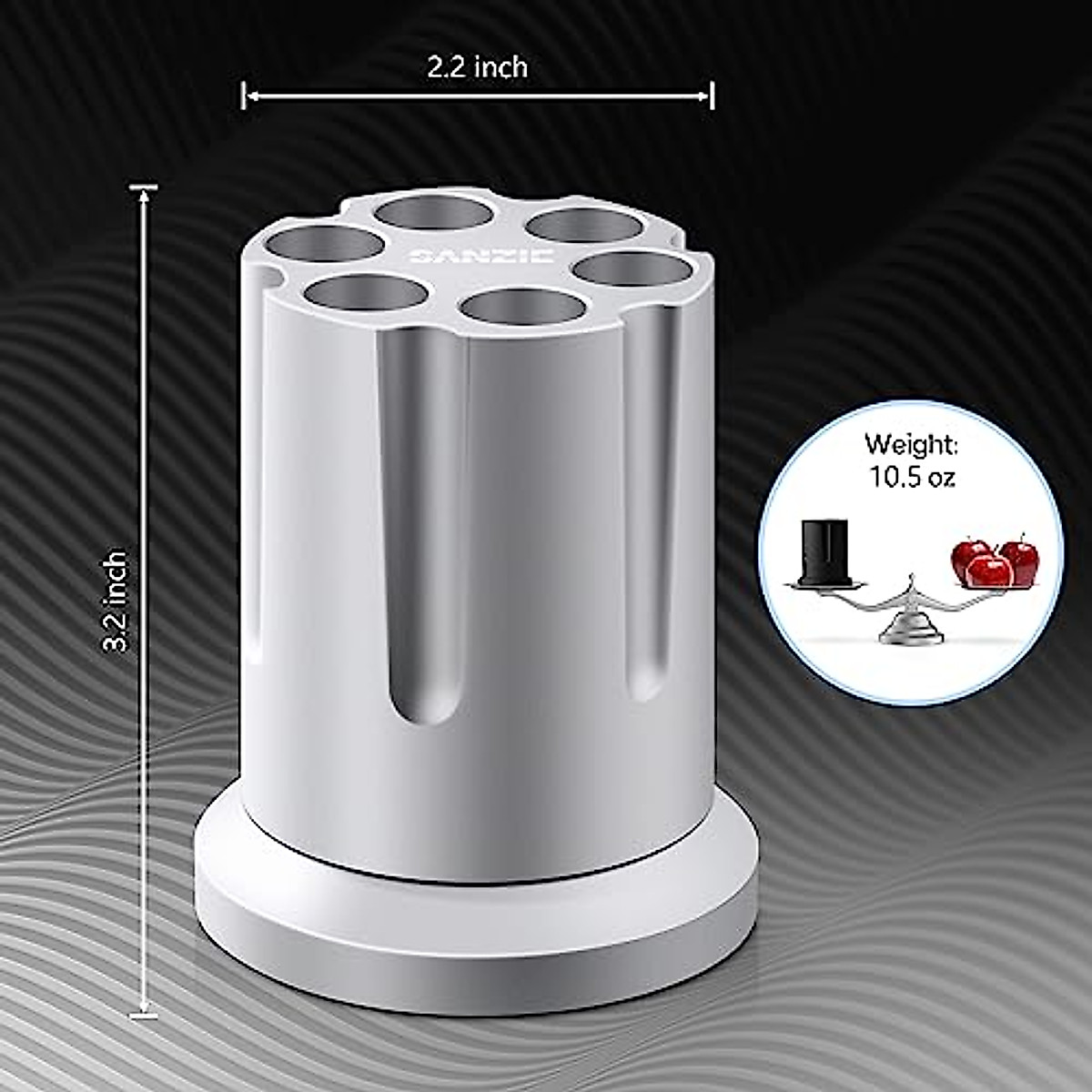 SANZIE Revolver For Six Set Pen Holder Metal Pencil Holder for Desk Aluminum Pencil Stand Desktop Office Supplies Gentleman Pen Organizer(Silver)