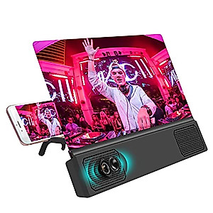 Kadlawus Magnifier Phone Screen Projector - 12 Inch Portable Audio Mobile Phone Screen Amplifier with Audio Anti-Blue Light Ultra Slear Screen Mobile Phone Magnifier