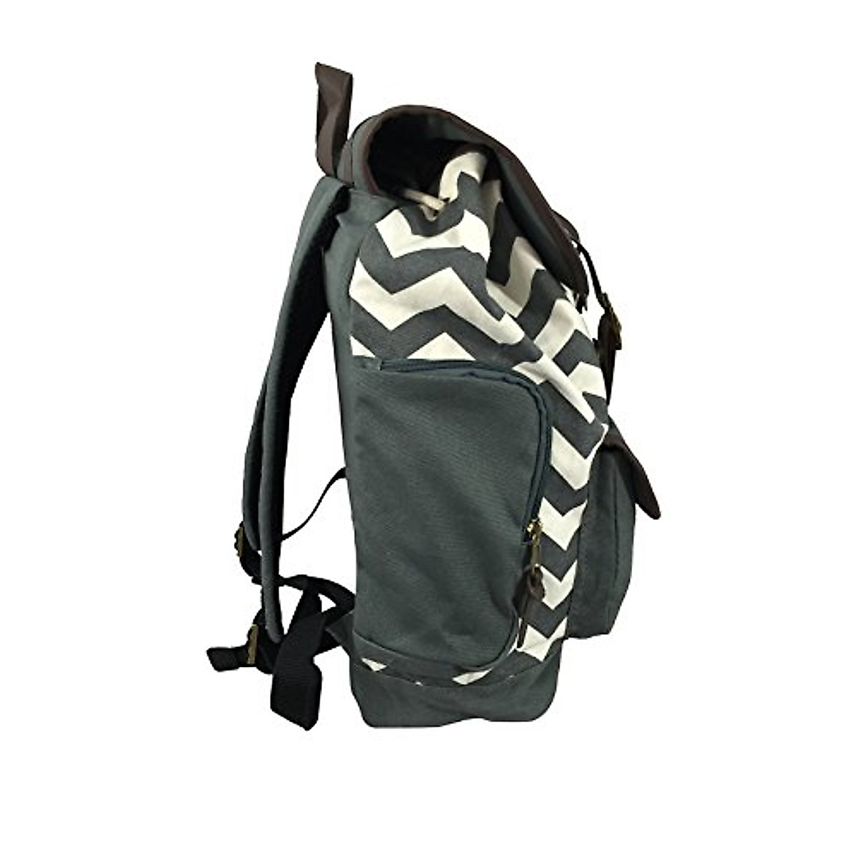 K-Cliffs Travel Laptop Backpack Canvas School Bookbag Casual School Daypack Rucksack Grey Chevron