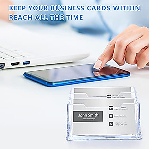 FYY Clear Business Card Holder for Desk,Acrylic Business Card Stand Business Card Holder Display with 2 Tier for Office-Clear