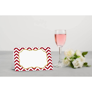 Table Place Card, Christmas Themed Tent Style Cards, Pack of 25 Half-Fold Reception Place Card, Perfect for Christmas Party, Wedding, Bridal & Baby Shower, Birthday, Banquet and Special Events B06