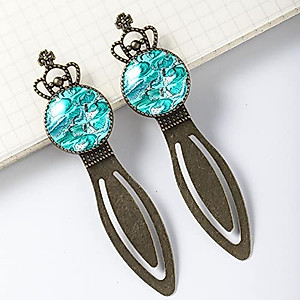 Stainless Steel Crown Bookmarks for Men Women, 2 Packs Reading Book Page Insert, Page Marker for Book Lover Seagull Wave Sea