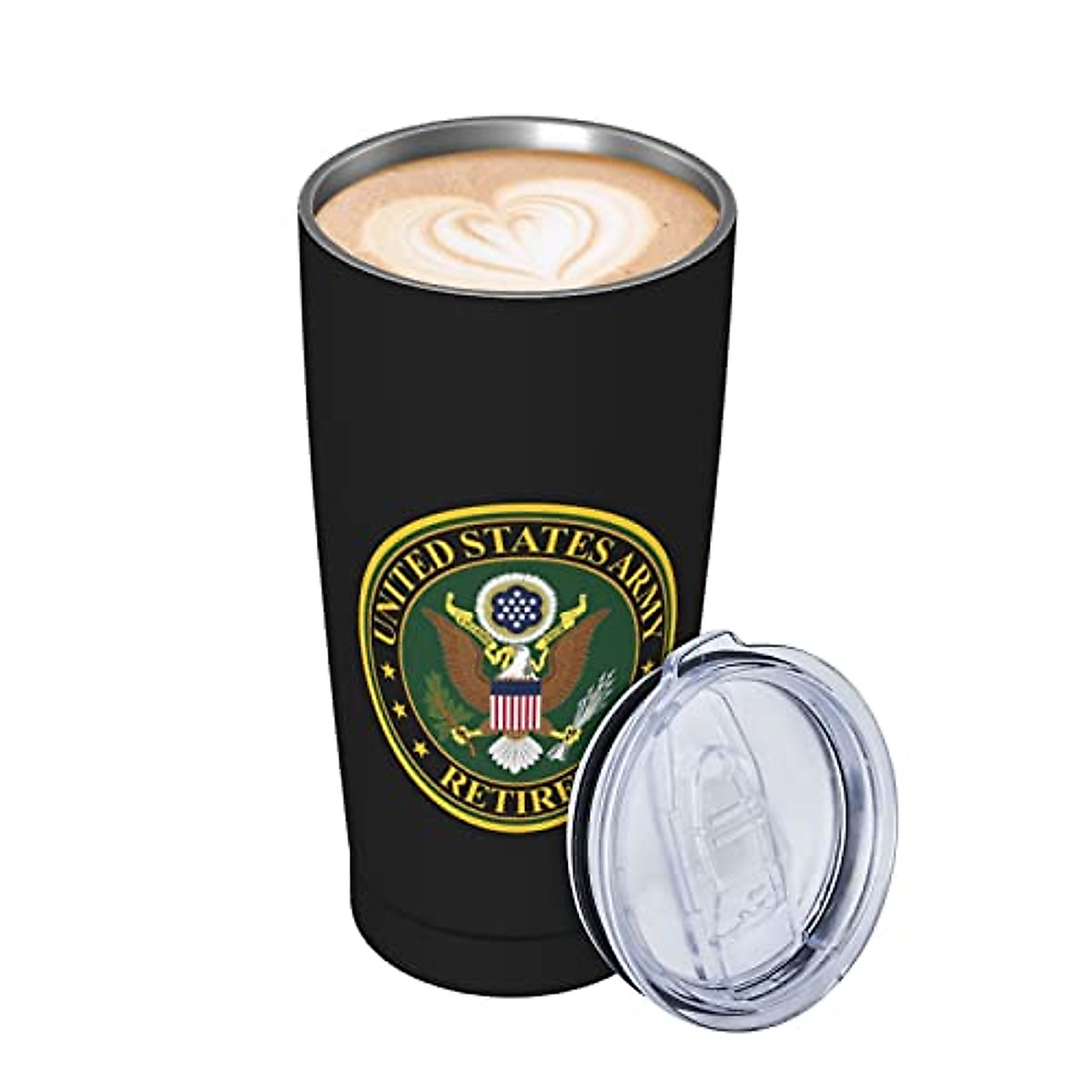 OSUKI Army Retired Car Cup Coffee Stainless Steel Straw Travel Mug Vacuum Insulated Keep Cold 20oz