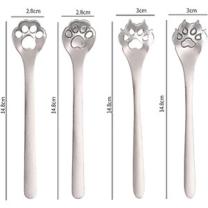 Golden Cat Paw Coffee Spoons, Cute Cat Paw/Dog Paw Stainless Steel Teaspoon Sugar Ice Cream Cake Dessert Spoon Stirring Spoon(Cat Paw,)