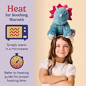 warmies Microwavable & Weighted Stuffed Animals, Triceratops - Heated Stuffed Animal Plushie for Warmth & Comfort - Cute Soft Plush Toys for Adults & Children (Boys, Girls, Babies & Toddlers)