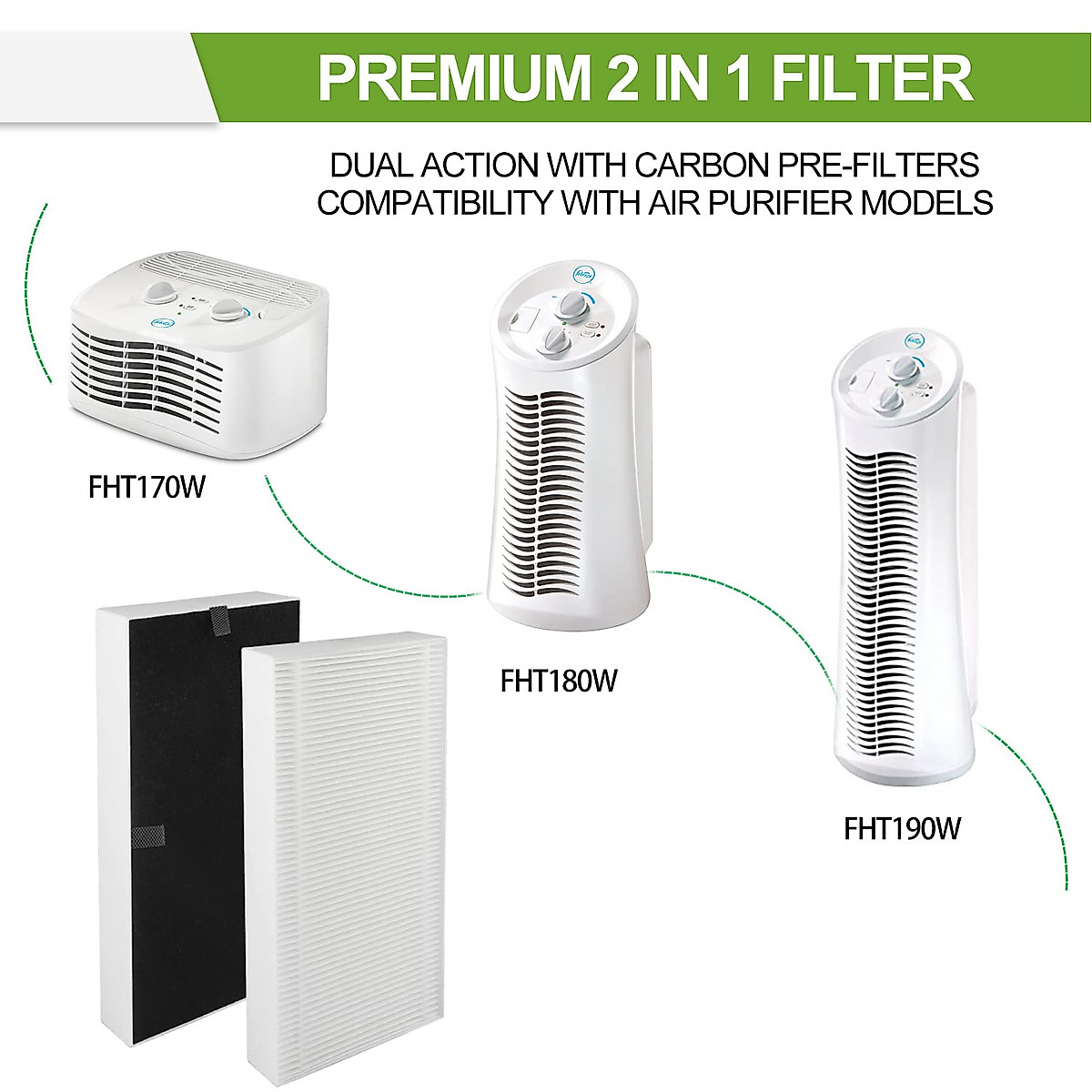 Hepa Filter Replacement for Honeywell U Filter (HRF201B) Febreze FRF102B air purifier filter Compatible with Honeywell HHT270, HHT290 Series 6 Pack