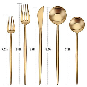 Matte Gold Silverware Set, Bysta 20-piece Stainless Steel Flatware Set Cutlery Set Service For 4, Satin Finish, Dishwasher Safe, Nice Gift Box