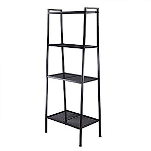 FRITHJILL Book Ladder Shelf,4-Tier Ladder Shelf Bookcase Storage Flower Shelf Display Shelf，Black