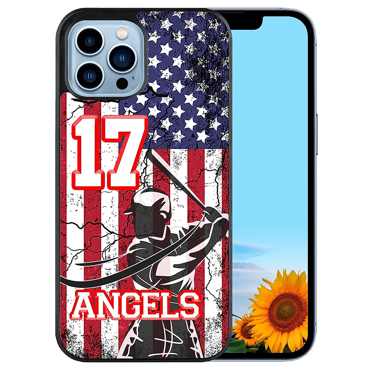 Personalized Name Number Custom Baseball vs America Flag Phone case for Samsung Galaxy A15/A25/A14/A54/A53 5G/A03S/ A02S /A10E /A10/ A12/ A13/ A32/ A33/ A42/ A50 /A51/ A52/ A71 4G 5G (RED)