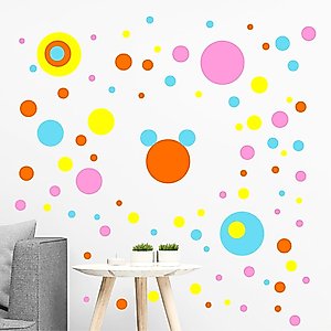 12 Sheet Multi-Color Decoration DIY Dot PVC Stickers, Vinyl Wall Dots Decals for Living Room Bedroom Children's Room Glass Window Wall Stickers Peel and Stick Wall Decals Stickers Pack-254 Pcs