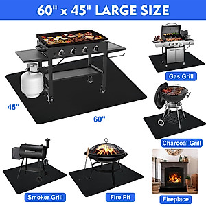 KOYLIM Under Grill Mats for Outdoor Grill - 60 × 45 inches Deck and Patio Protector Double-Sided Fireproof Mat - Oilproof Waterproof BBQ Mat for Under BBQ - Fire Pit Pads Indoor Floor Fireplace Mat