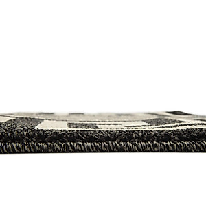 Unique Loom Athens Collection Classic Geometric Modern Border Design Area Rug, 2 ft 7 in x 10 ft, Black/Beige