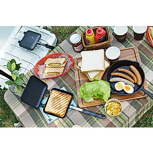 Toraya Hot Sandwich Maker, Crispy Grilling, Single, Fluorine Treated, For Gas Stoves, Black, Total Width: 13.8 inches (35 cm)