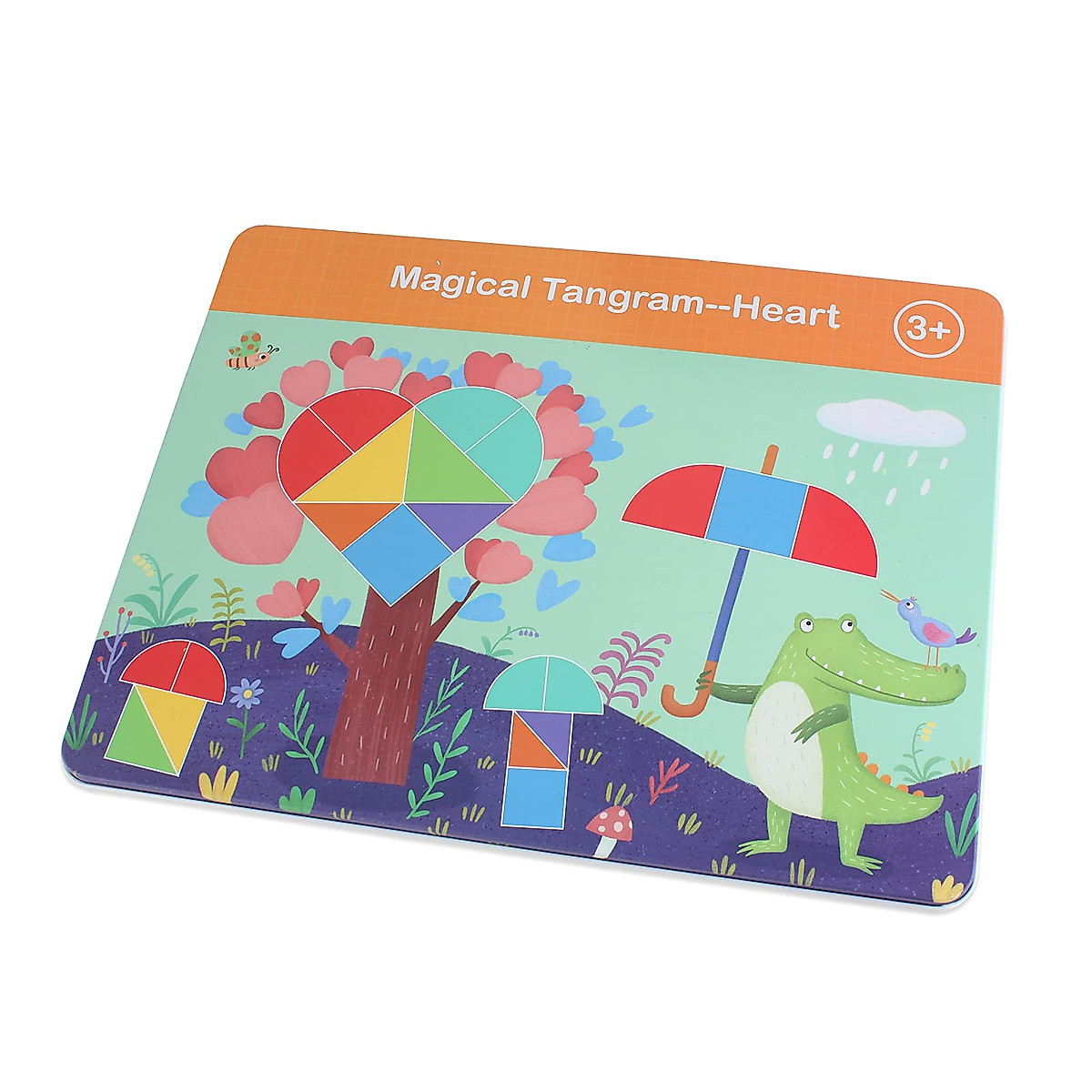 NOOLY Magnetic Game Puzzle, Educational STEM Tangram Geometric Shape Toy Geometric Shape Puzzle for Preschool (Heart) PW0432