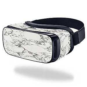 MightySkins Skin Compatible with Samsung Gear VR (Original) wrap Cover Sticker Skins White Marble
