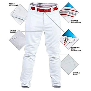 Rawlings | PRO 150 Series Baseball Pants | Youth Large | Piped | White / Navy | Relaxed Fit