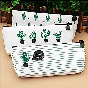 6 Pack Cactus Pencil Case, Pen Bag Canvas Cactus Pencil Pen Cosmetic Makeup Bag