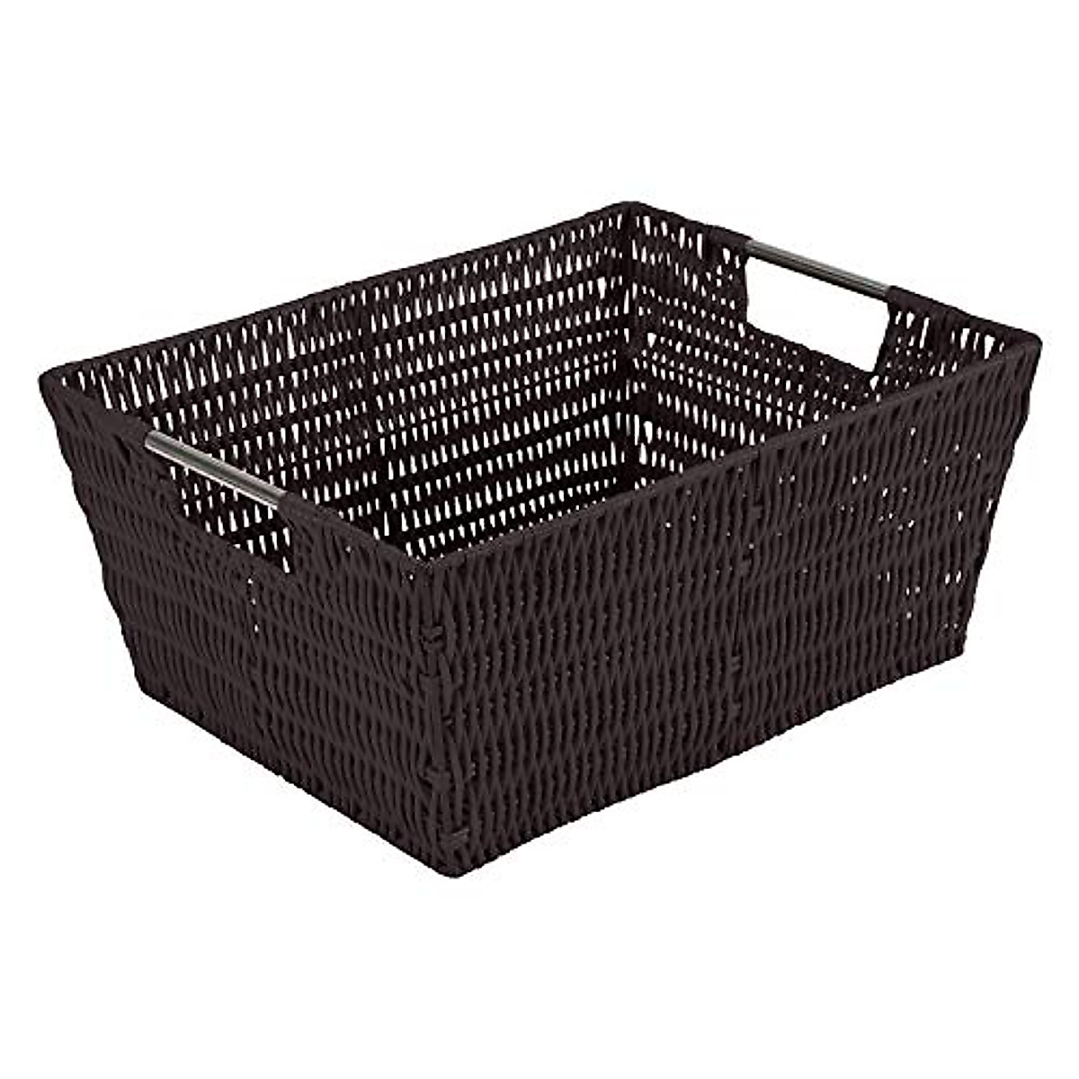 Simplify 3 Pack Set Woven Baskets with Handles, for Storage, Blankets, Toys, Books, Ideal for Home, Office, Dorm, Playroom, Closet, in Chocolate 3 Piece Rattan Tote