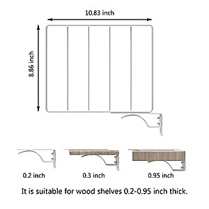 BTSD-home Adjustable Shelf Divders for Organization and Storage Metal Closet Dividers for Wood Shelves in Cabniet Kitchen Bedroom and Office (6 Pack)