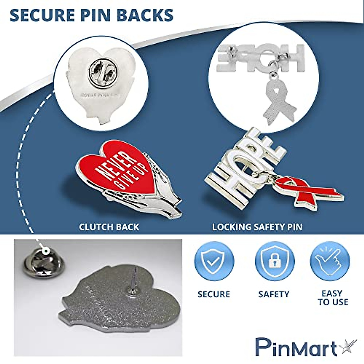 PinMart Heart Disease Awareness Enamel Lapel Pin – Gold Plated Glitter Red Dress Pin – Support Heart Health – Jewelry Brooch Pin with Secure Clutch Back