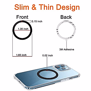 COJOC 5PCS for Magsafe Ring,Universal Magnetic Adapter Sticker Compatible with Wireless Charging Accessories for iPhone 14/13/12 Mini Pro Max,for Galaxy S23/S22/S21 Ultra and Phone Case,Black