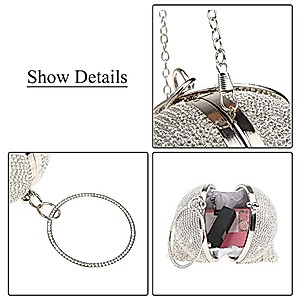 GUOZI Womens Round Ball Crystal Evening Clutch Purse with Tassel, Glitter Rhinestones Crossbody Shoulder Handbag for Wedding Party