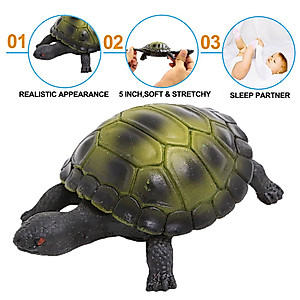 Turtle Toys,5 Inch Rubber Tortoise Turtle Sets(4 Pack),Great Safety Material TPR Super Stretchy,Can Hide in Shell,Sea Ocean Animal Bathtub Bath Pool Toy Party Favors Boys Kids