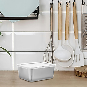 BESTonZON 4pack Stainless Steel Square Boxes, Stainless Steel Food Storage Box Container with Leak Plastic Lid, Food Storage Containers for Fruit Vegetables Snack Food, Dishwasher Safe