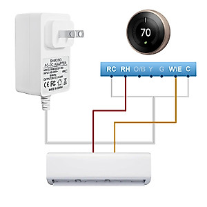 DC 24Volt Transformer,C Wire Adapter,33 FT Long Cable,Compatible with Ring Doorbell Transformer and Thermostat for Sensi,ecobee and Honeywell Transformer