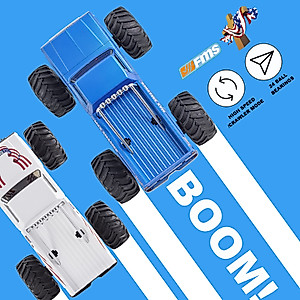 WOWRC RC Truck Crawlers FMS FCX24 Smasher, 1/24 Remote Control Monster Truck Mini RC Rock Crawler, Hobby RC Cars 8km/h 2 Speed Transmission for Adults, 2.4Ghz RTR with Battery, USB Charger, Blue