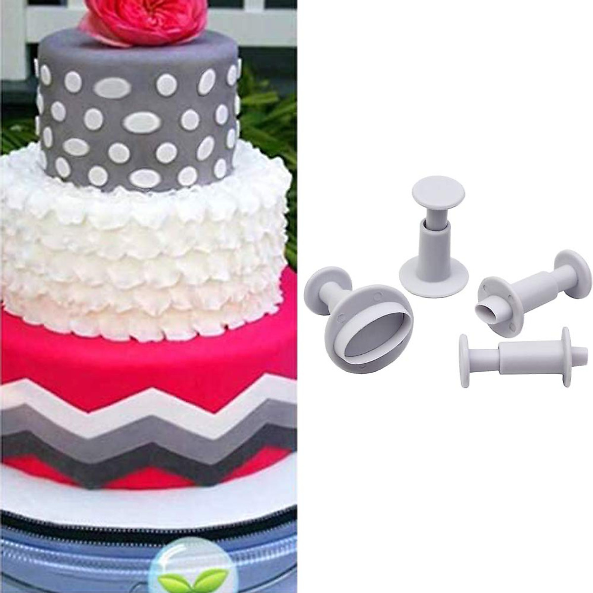 INSPEE 20 Pieces Fondant Plunger Cutters Square/Oval/Circular/Polygon/Star Cookie Cutters Sugarcraft Cake DIY Decorating Tools