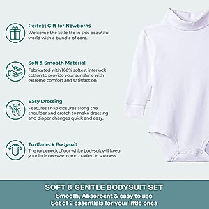 Spasilk Baby 2 Pack Baby Turtleneck T-Neck Long Sleeve Bodysuit